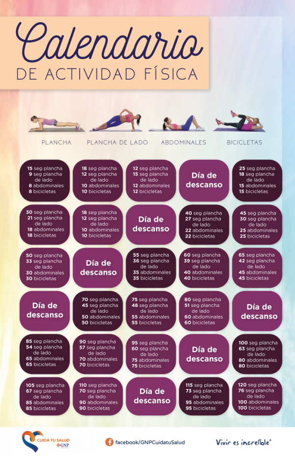 Calendario de actividad física - GNP cuida tu Salud