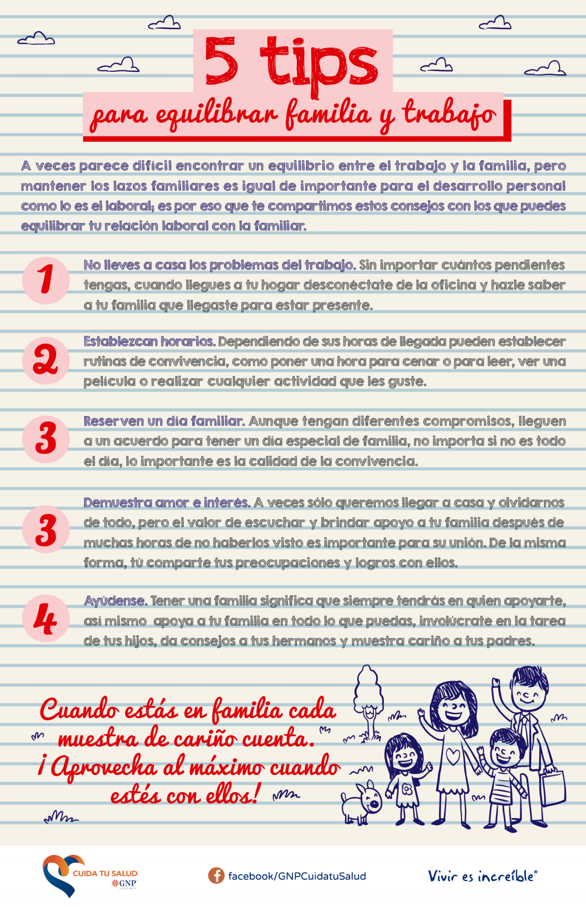 5 tips para equilibrar familia y trabajo - GNP cuida tu Salud