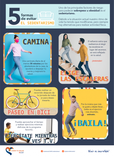5 formas de evitar el sedentarismo - GNP cuida tu Salud